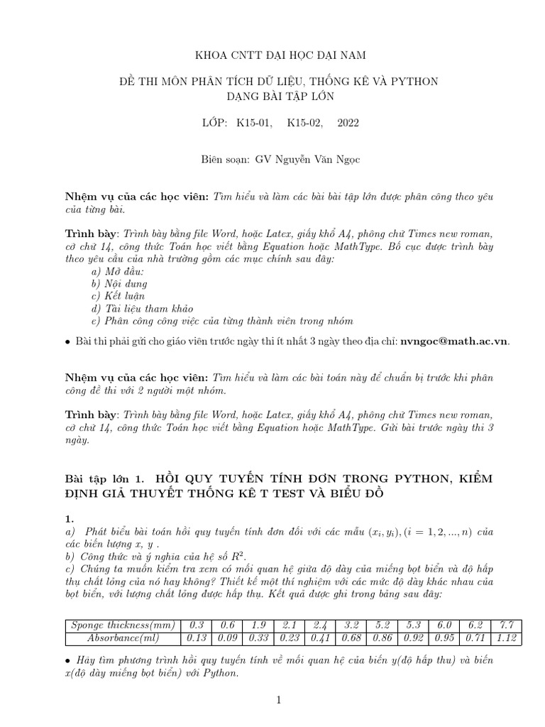 Bai Tap Lơn Ptdl-Tk-Python | PDF