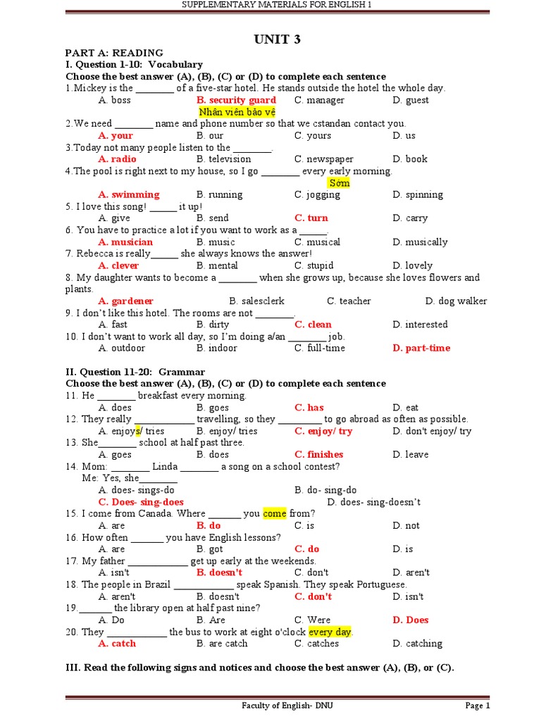 Understanding Unit 3: An Analysis of Supplementary Materials for ...