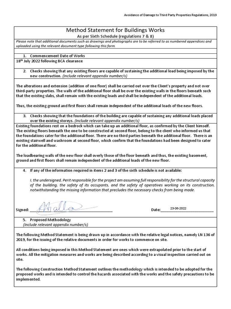 Method Statement Building Works - David Grima PDF | PDF | Concrete ...