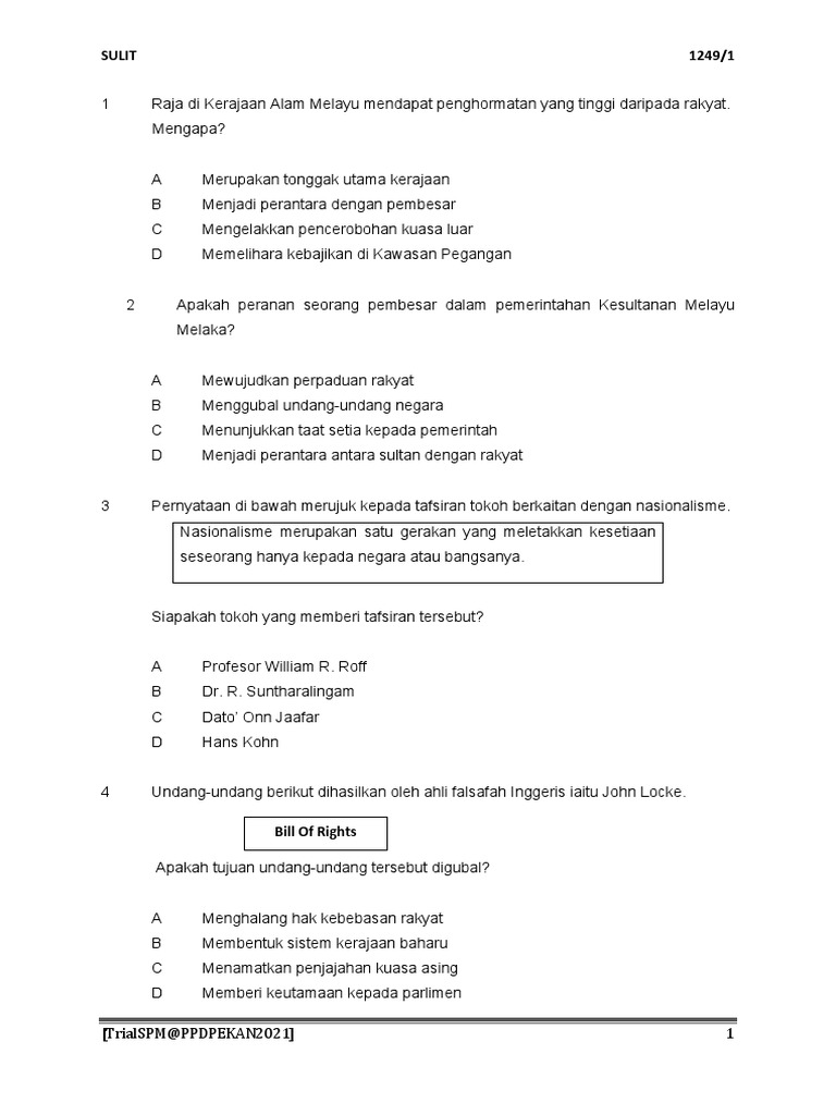 Sej Trial Pahang 2021 | PDF