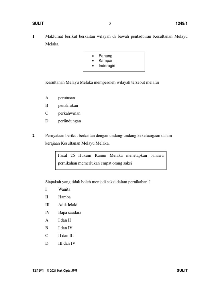 Sej Trial Melaka 2021 | PDF