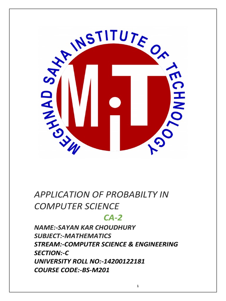 Sayan Kar Choudhury - CSE | PDF | Machine Learning | Probability