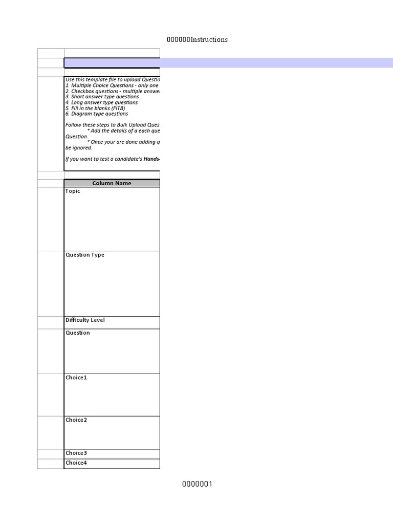 Mettl Bulk Upload Template General Questions P v12 | PDF | Multiple Choice | Metals