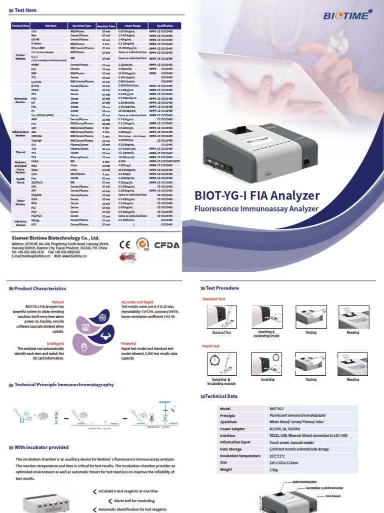 Biot Yg I Biotime Fluorescence Immunoassay Analyzer | PDF | Usb | Medical Specialties