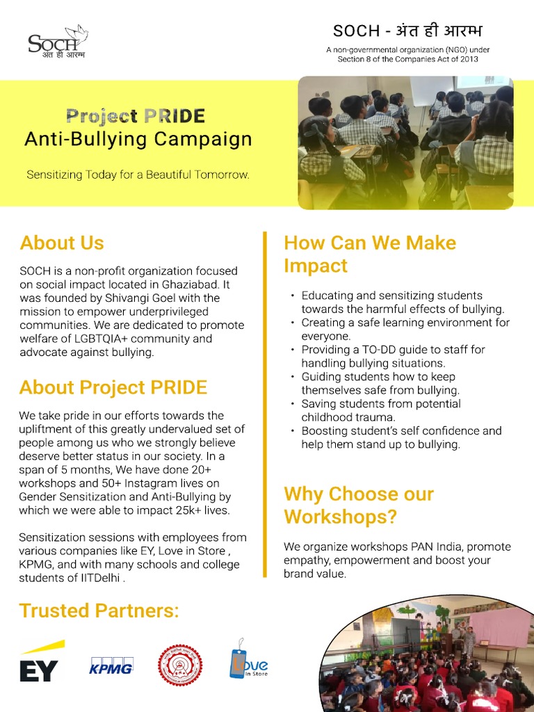 Project PRIDE Anti-Bullying Campaign: SOCH - अंत ही आरम्भ | PDF ...
