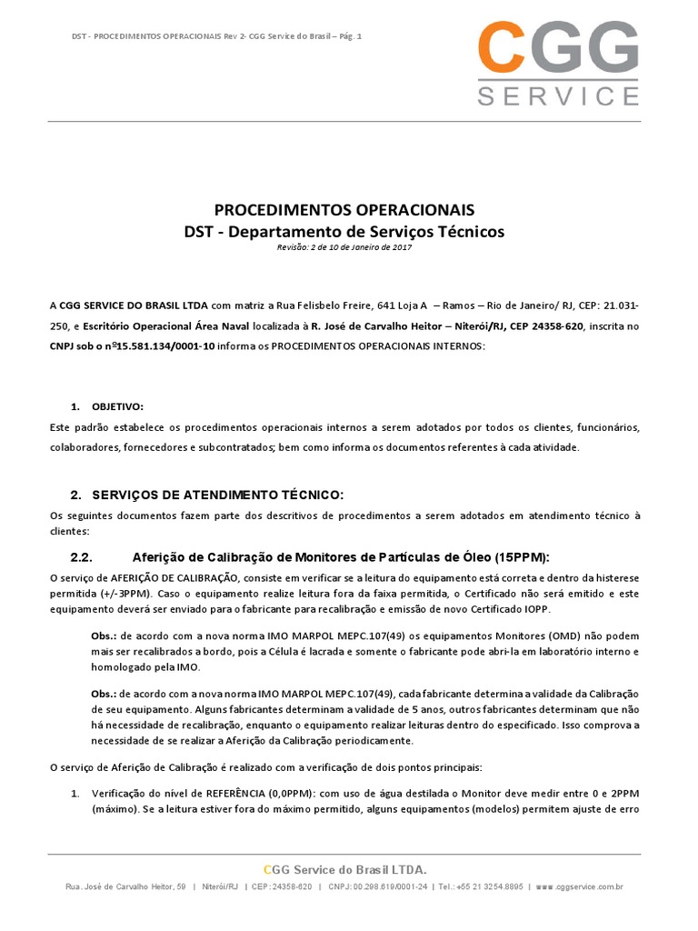 DST - PROCEDIMENTOS OPERACIONAIS Rev 2 - CGG Service Do Brasil | PDF ...