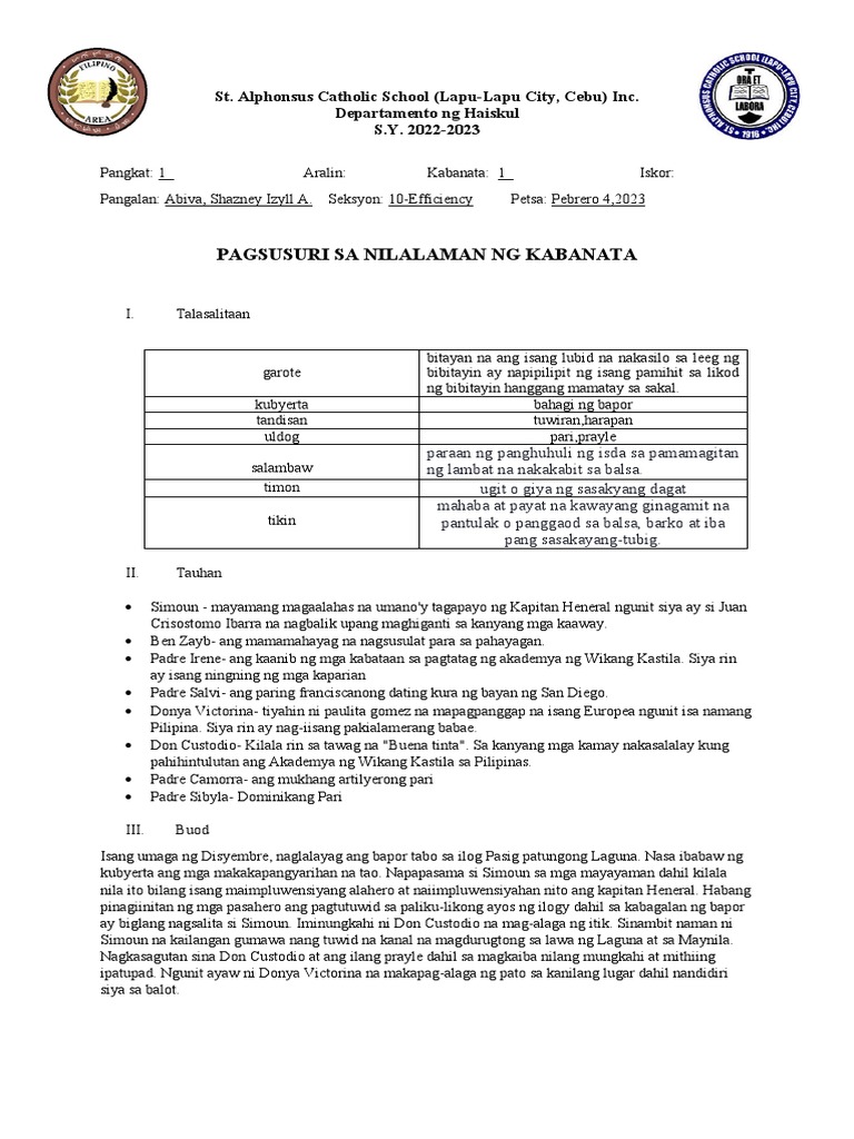 Kabanata 1 El Filibusterismo | PDF