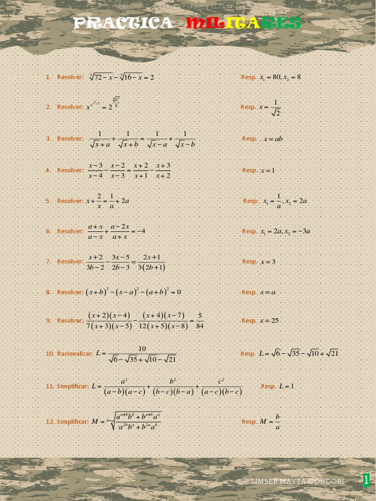 Ejercicios MILITARES MAT | PDF