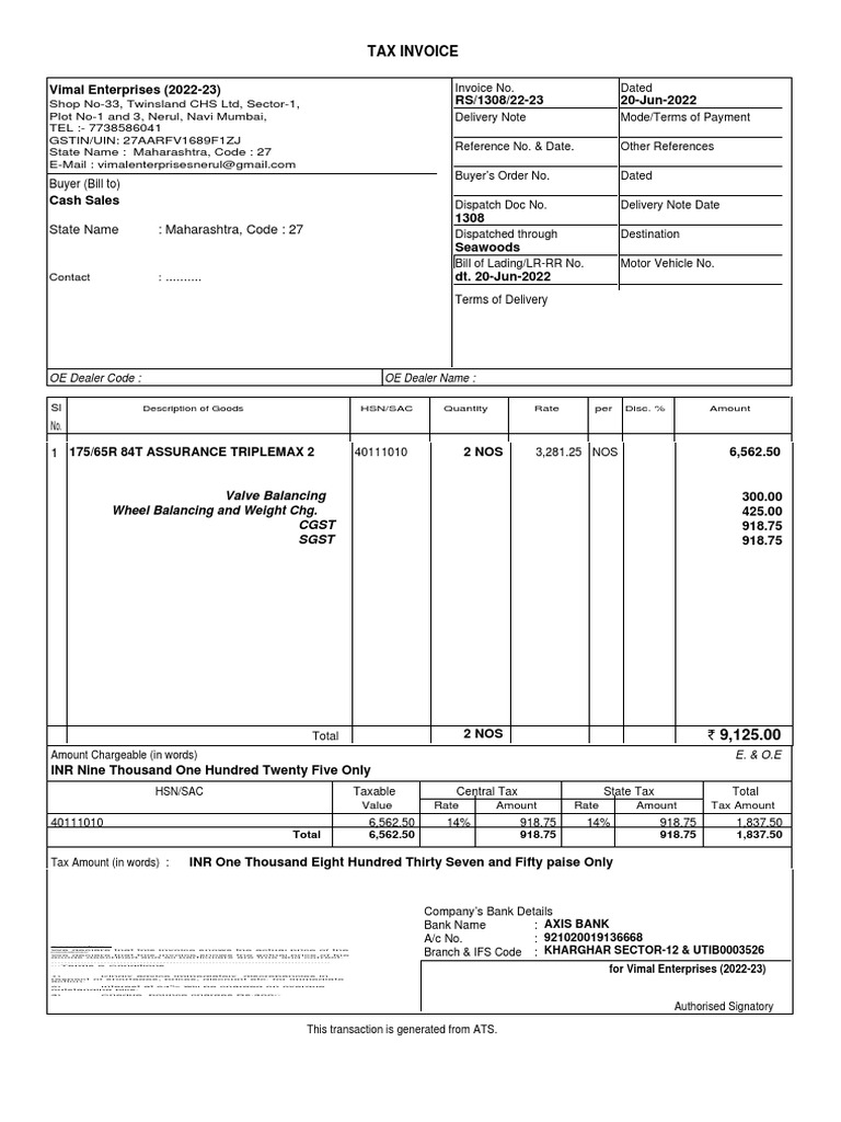 Ajay Kumar Invoice 1308 PDF | PDF | Invoice | Taxes