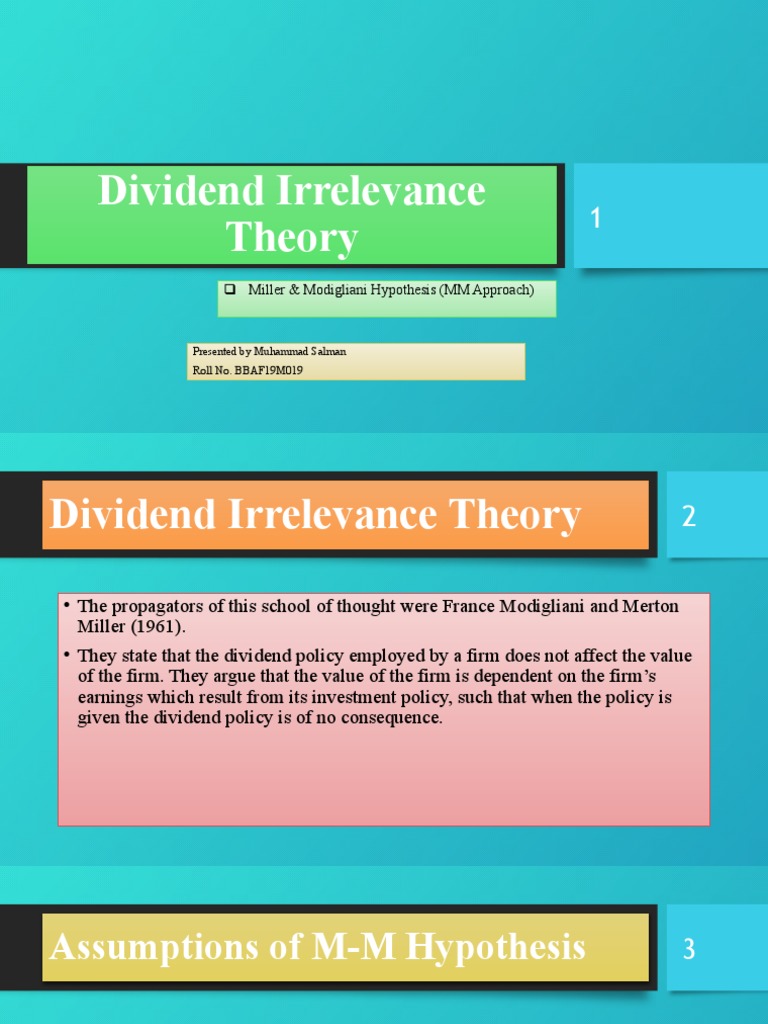 Dividend Irrelevance Theory | PDF | Dividend | Stocks
