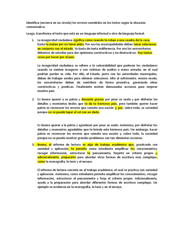 Tarea de Lenguaje | PDF