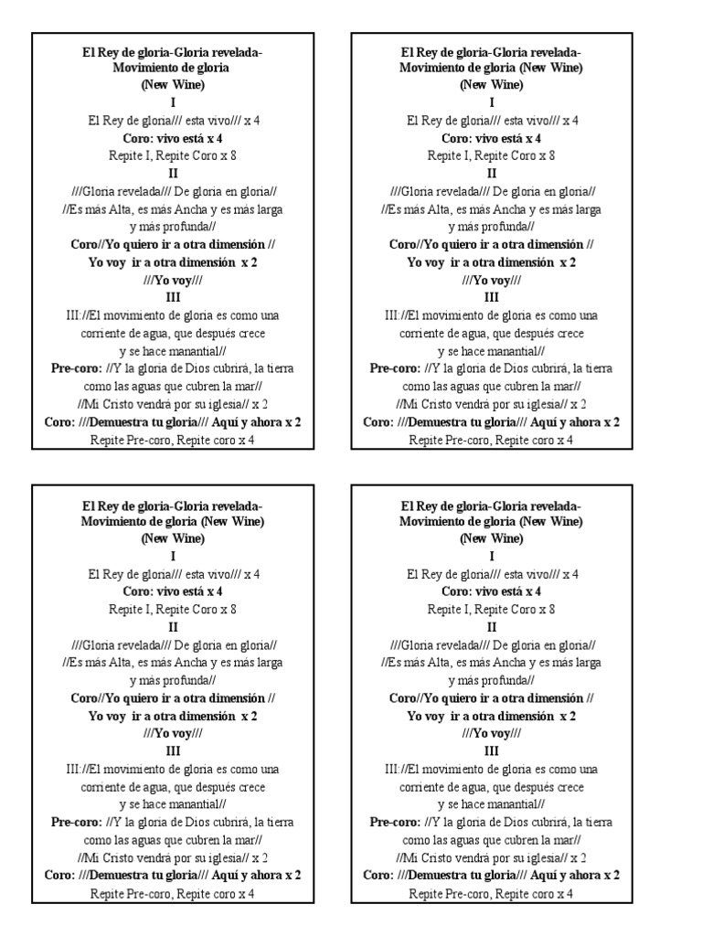 Letra de Cancion El Rey de Gloria | PDF