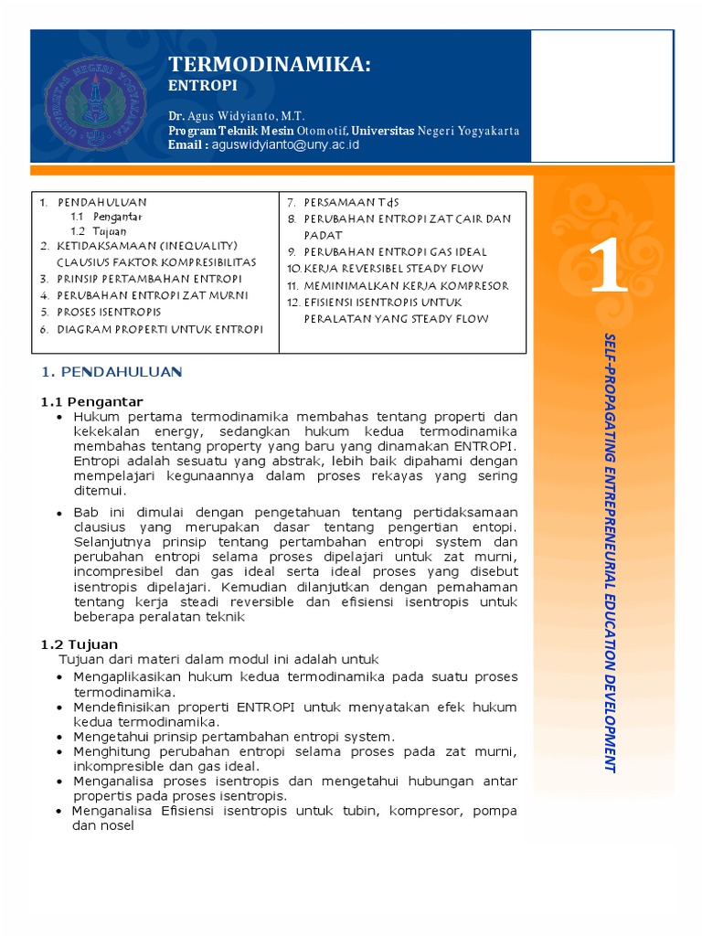 Entropi dalam Termodinamika Lanjut | PDF