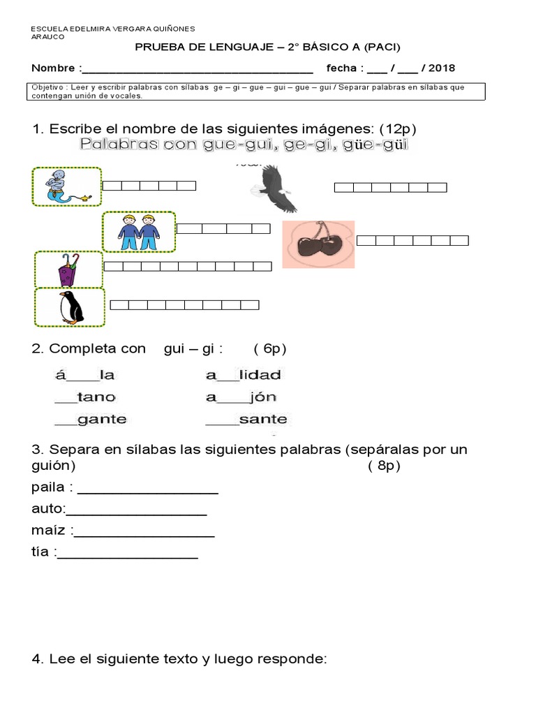 Prueba Gue Gui | PDF | Métodos y materiales de enseñanza