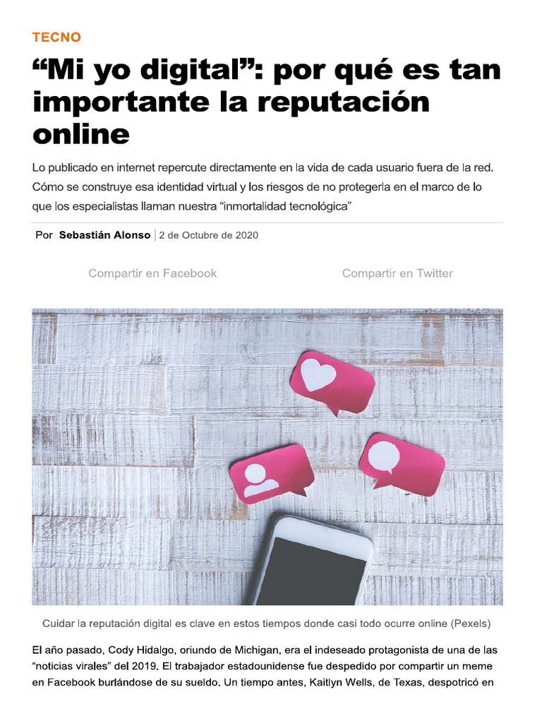 Mi Yo Digital Por Qué Es Tan Importante La Reputación Online | PDF