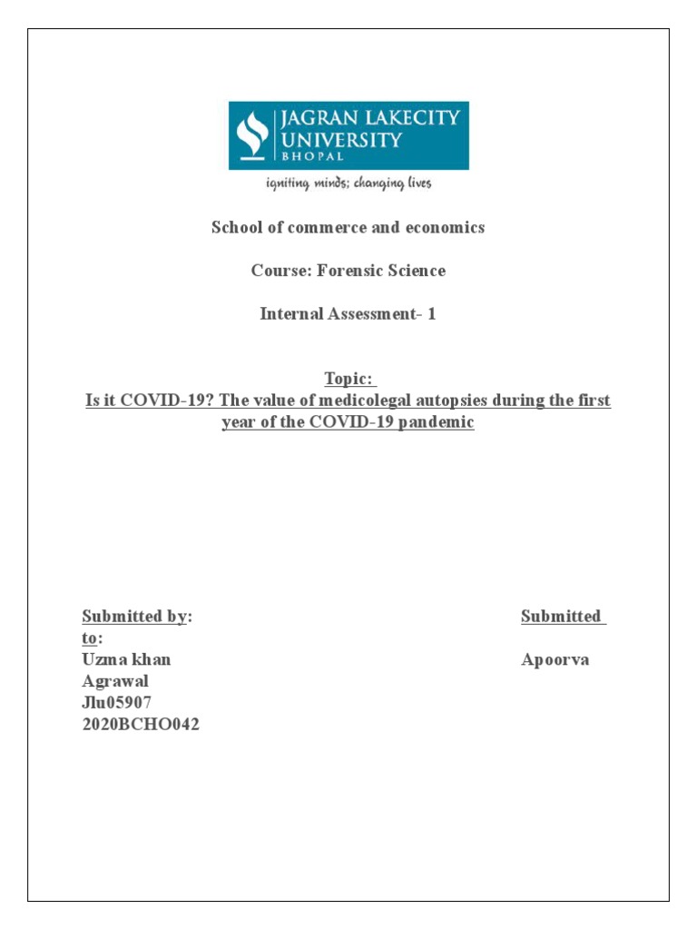 Uzma Khan - Jlu05907 (IA-1) | PDF | Autopsy | Pathology