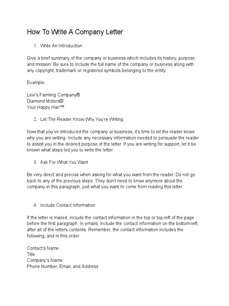 How To Write A Company Letter | PDF | Business | Law