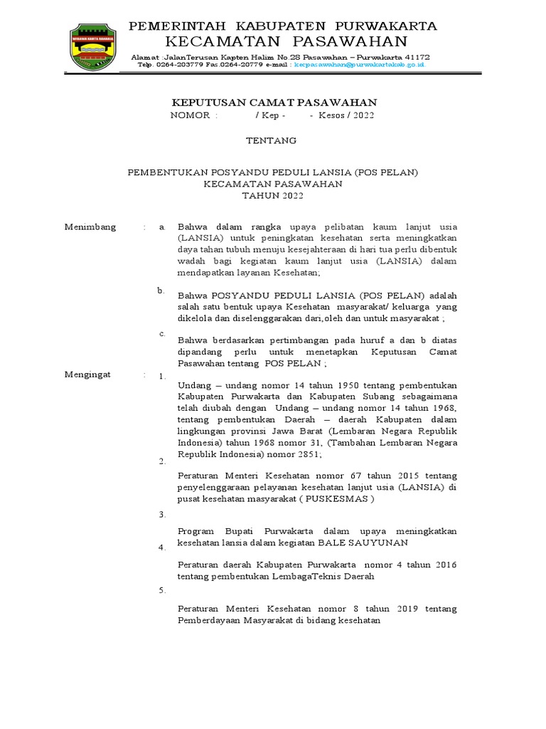 SK Kelompok Wanita Tani (KWT) - 1 | PDF