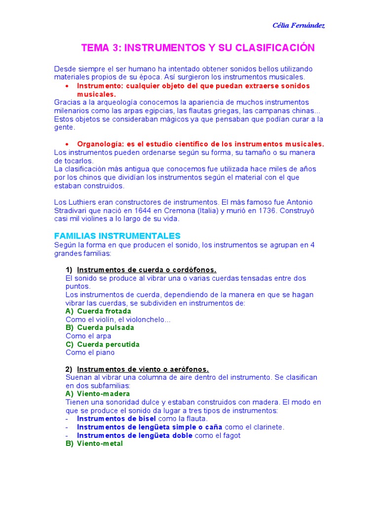 Música 1º ESO | PDF | Instrumentos musicales | Instrumentos de cuerda