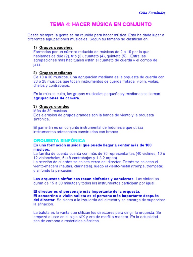 Música 1º ESO Tema 4 | PDF | Orquestas | Instrumentos de cuerda