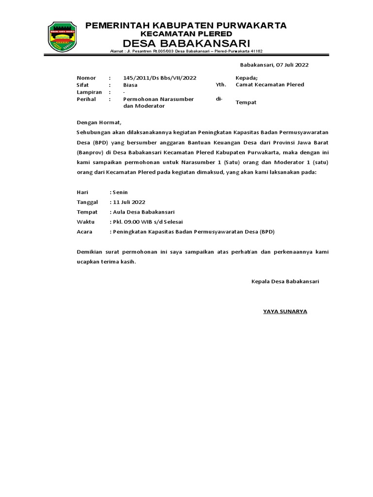 Surat Undangan Dan Notulen BPD | PDF