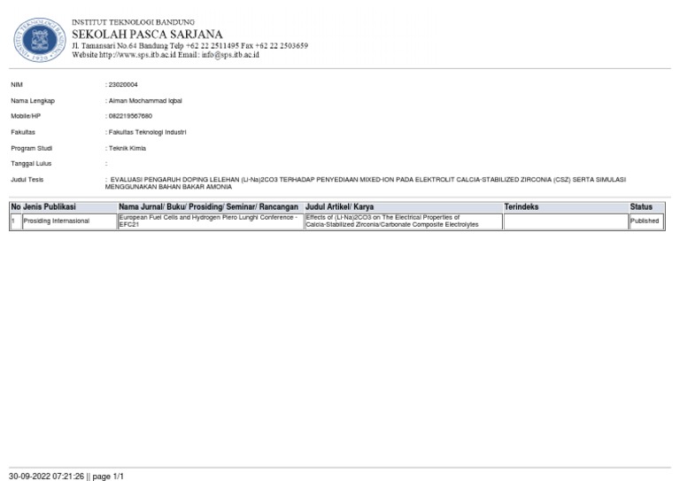 No Jenis Publikasi Nama Jurnal/ Buku/ Prosiding/ Seminar/ Rancangan ...