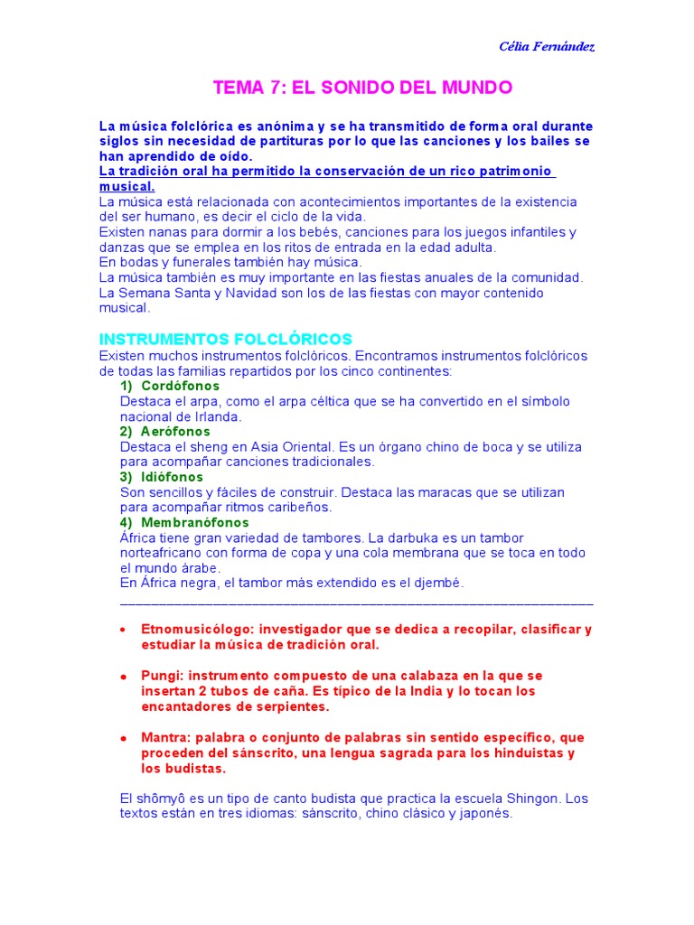 Música 1º ESO Tema 6 | PDF