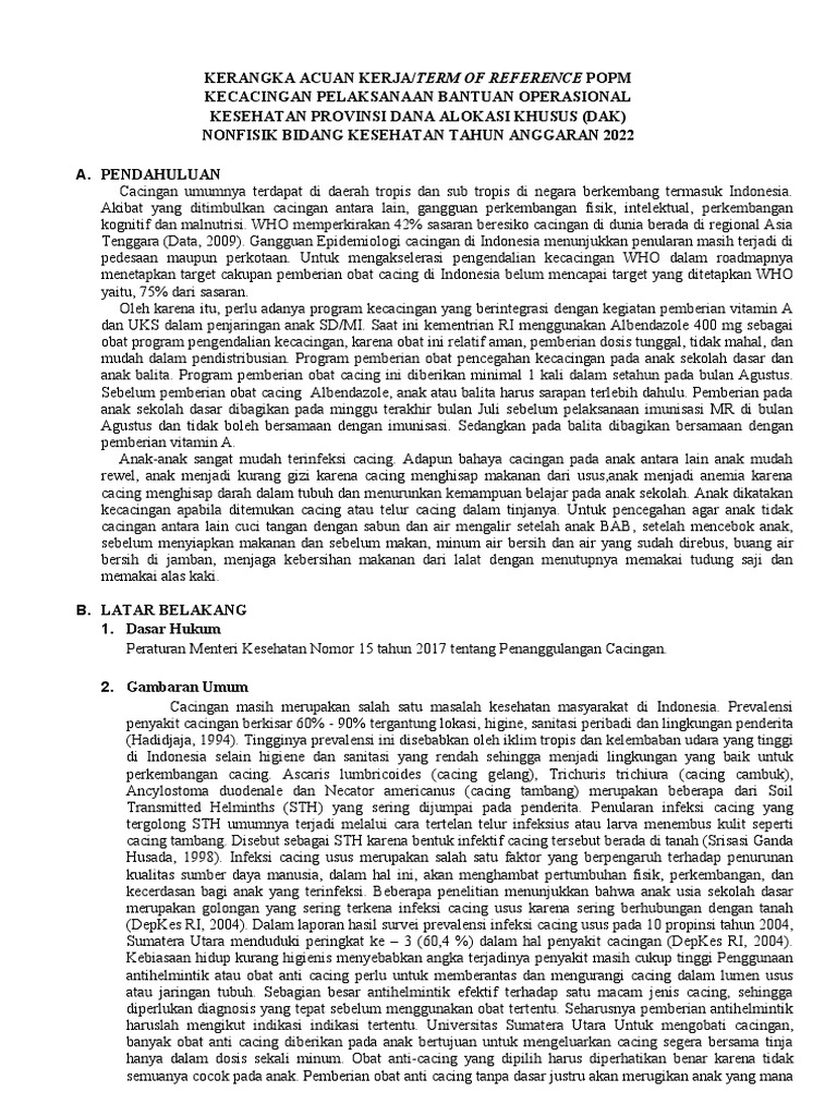 5 POPM Kecacingan | PDF