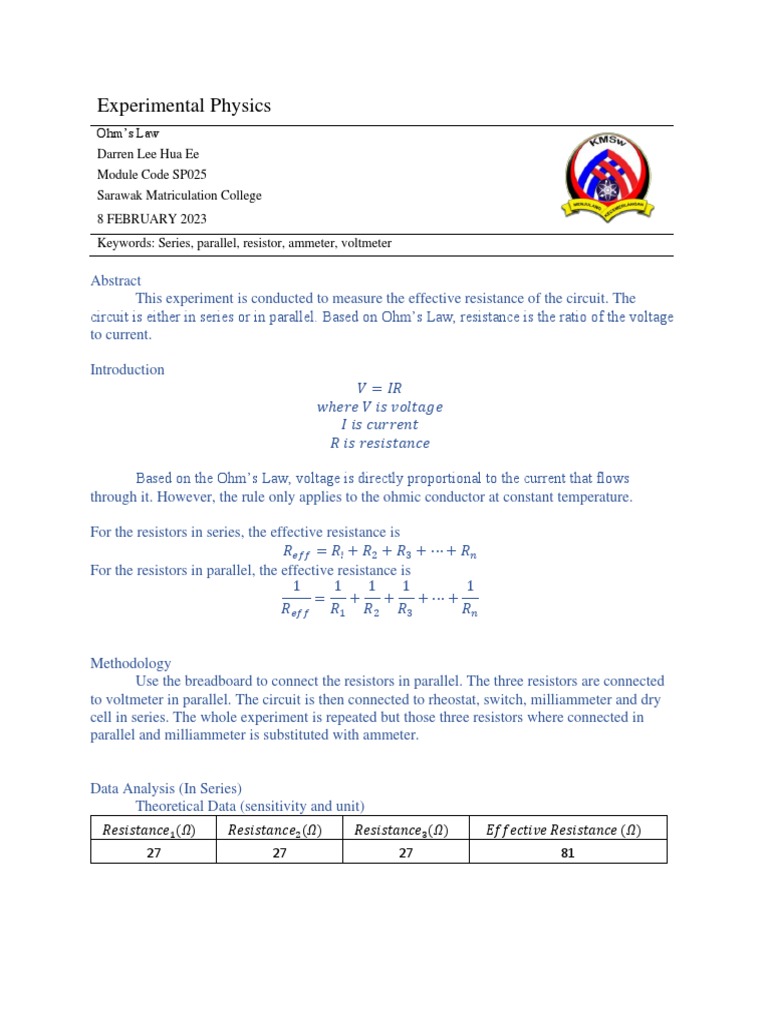 Lab Report 2 - Practical | PDF | Resistor | Electrical Resistance And ...