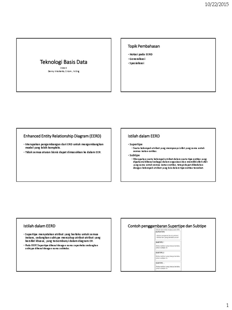 EERD: Generalisasi & Spesialisasi | PDF