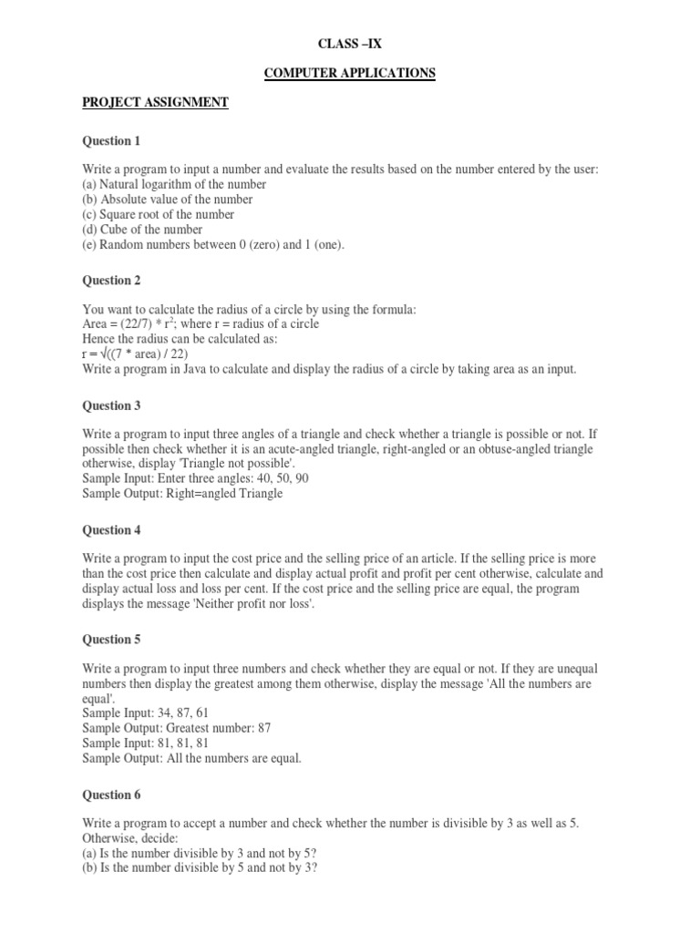 CLASS 9 Computer Apps Project Assignment | PDF | Triangle | Area