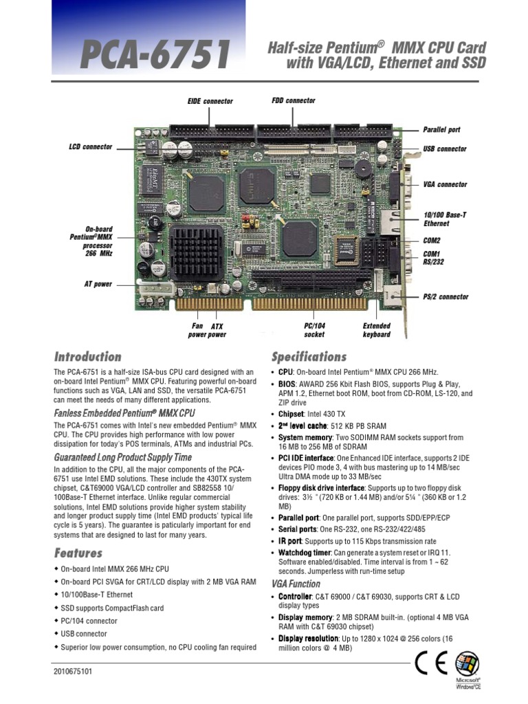 PCA-6751 Datasheet Ed 2 PDF | PDF | Bios | Solid State Drive
