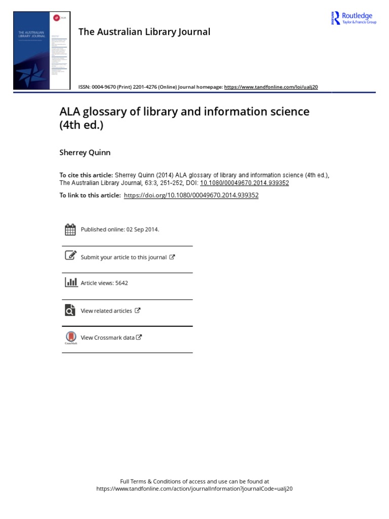 ALA Glossary of Library and Information Science 4th Ed | PDF | Books | Libraries