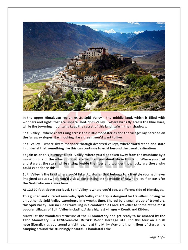 Spiti Valley Road Trip (6n7d-Manali) PDF | PDF