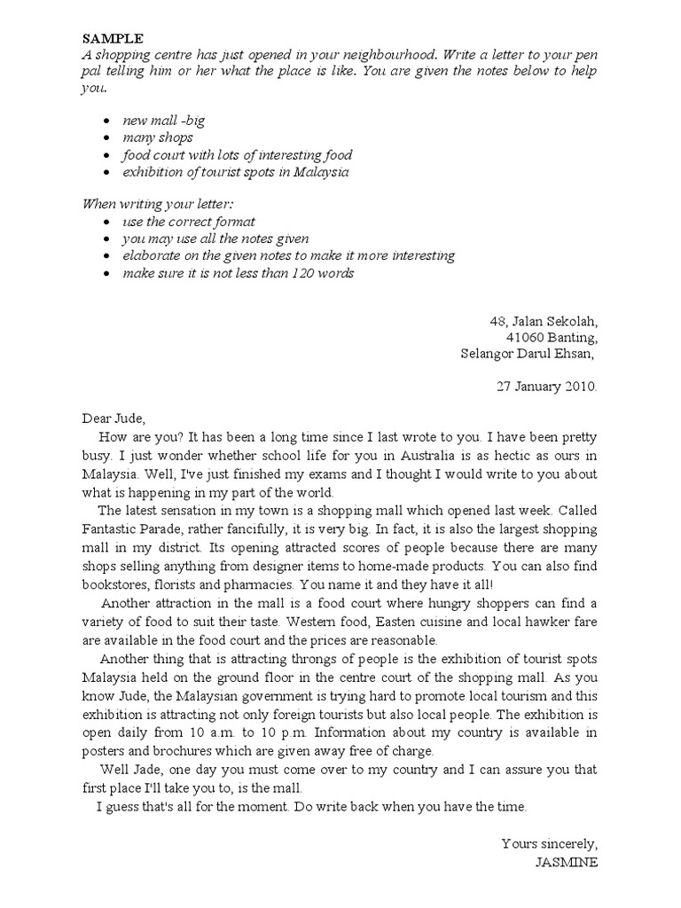 Sample Informal Letter | PDF | Shopping Mall | Retailing
