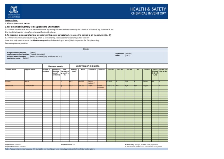 Chemical Inventory Form | PDF | Labor Relations | Workplace
