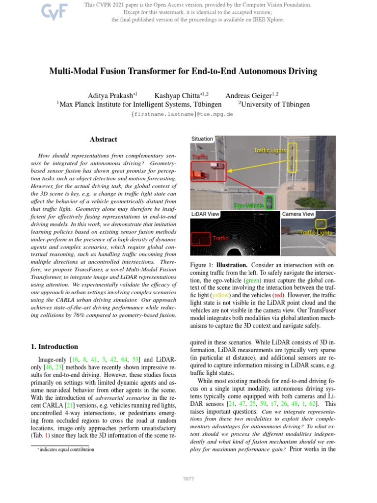 Prakash Multi-Modal Fusion Transformer For End-to-End Autonomous ... Prakash Multi-Modal Fusion Transformer For End-to-End Autonomous ...