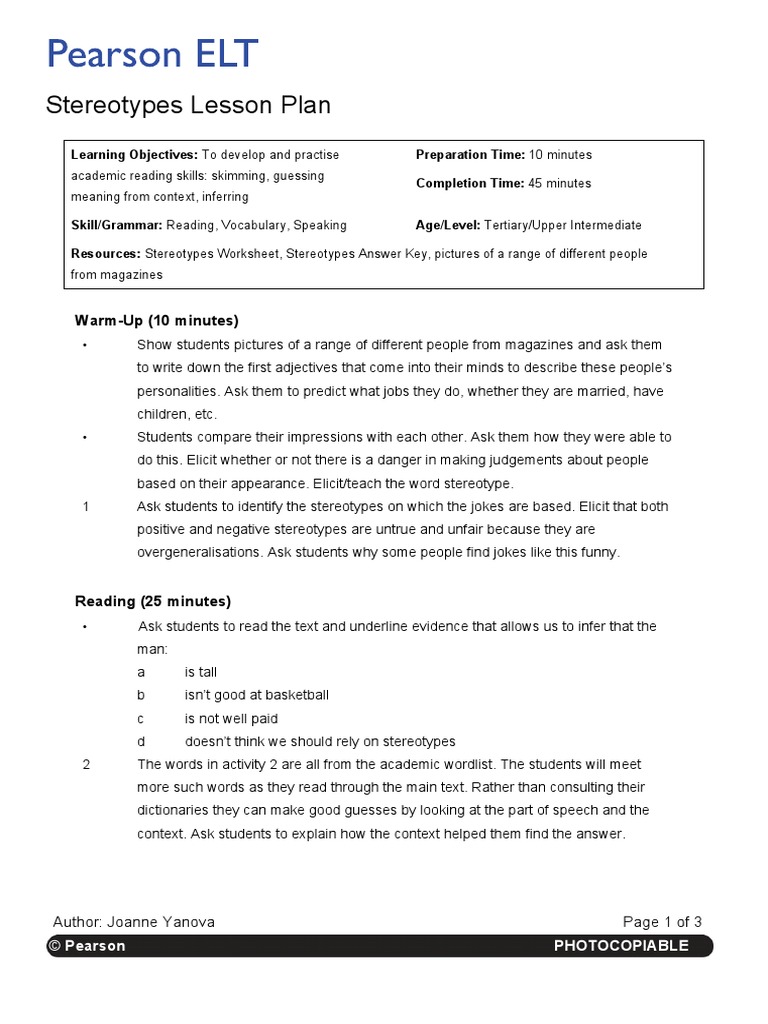 ENGLISH MAG - Anno 3 N.3 - PDF - SSSG - Resource - Stereotypes Lesson ...