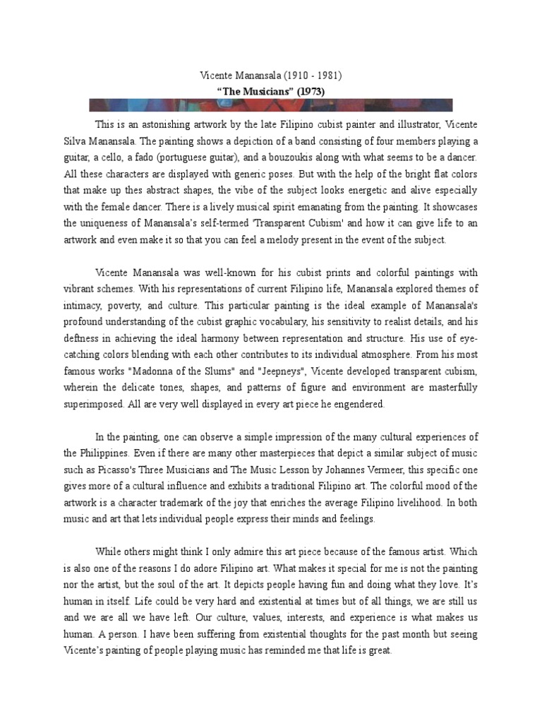Arts Appreciation - Vicente Manansala | PDF | Cubism | Paintings