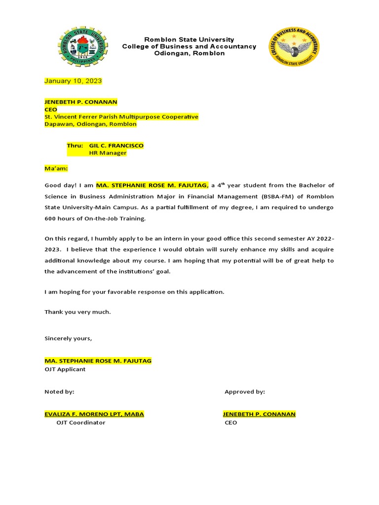 Application Letter | PDF
