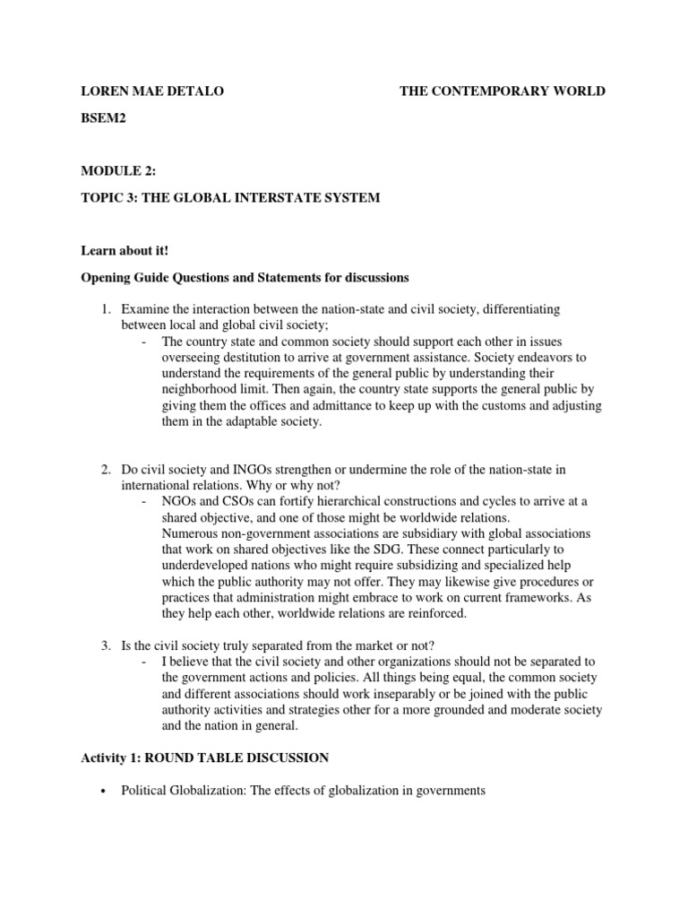 M2T3 Detalo BSEM2 TCW | PDF | Globalization | Society