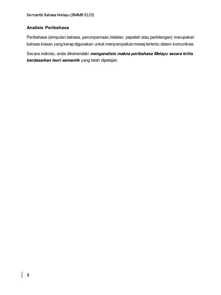 BMMB 3123 Analisis Peribahasa PDF | PDF