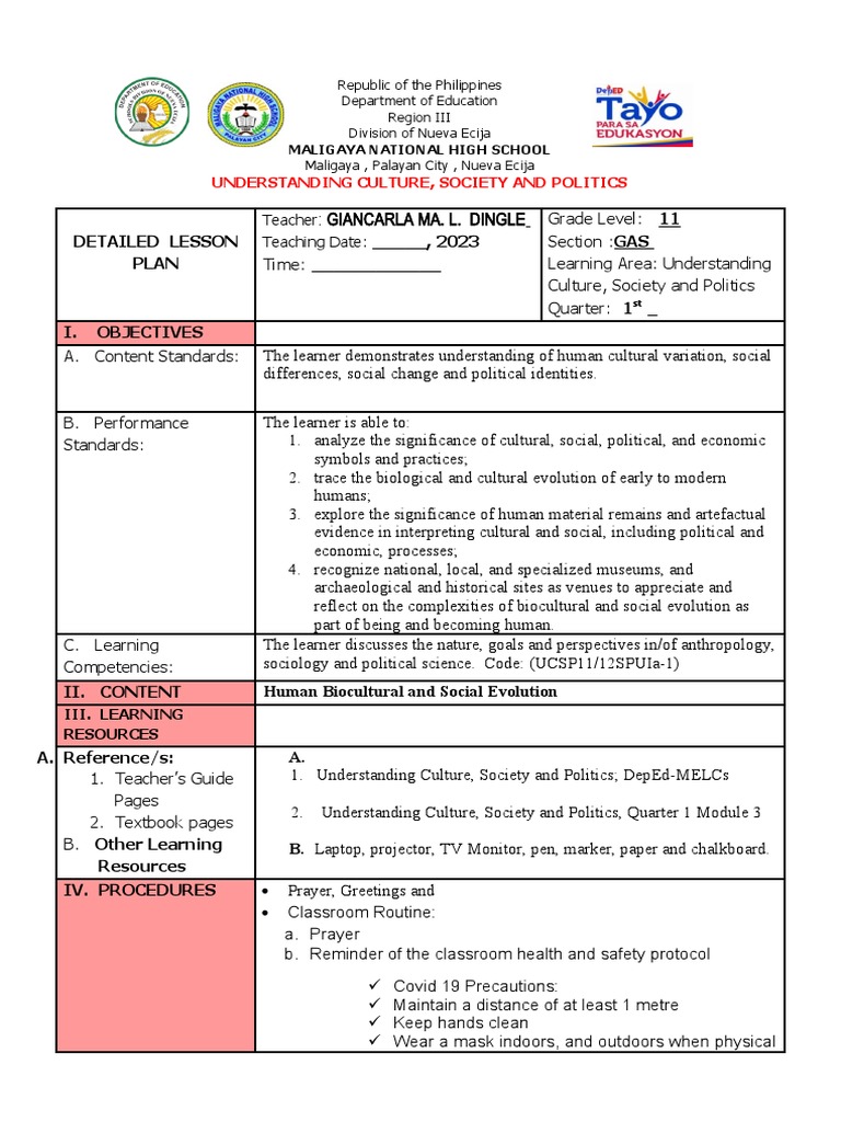 Understanding Our Origins: A Detailed Lesson Plan on Human Biocultural ...
