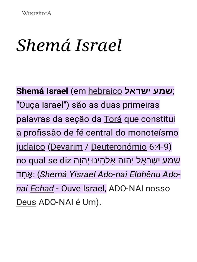 Shemá Israel.pdf | PDF | Shema Yisrael | Livros do Antigo Testamento