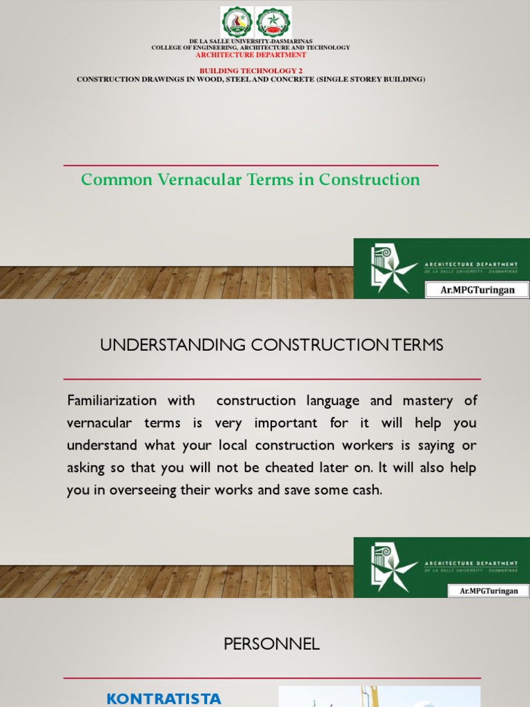 Construction Terms PDF | PDF | Stairs | Cement