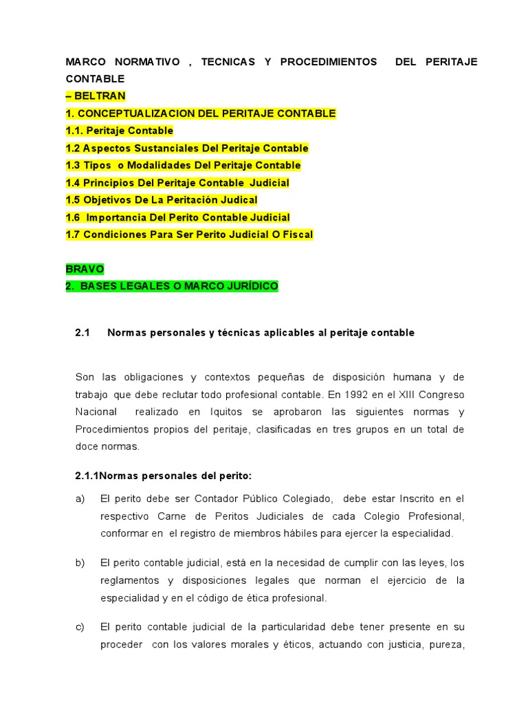 Peritaje Contable: Normas y Procedimientos | PDF | Procedimiento ...
