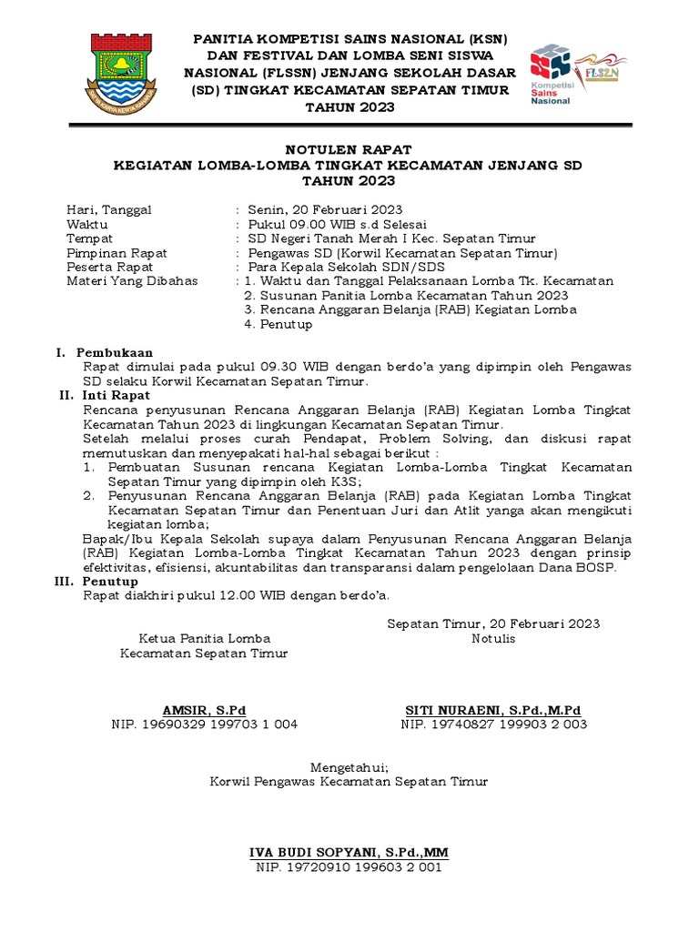 Resume Rapat Lomba | PDF