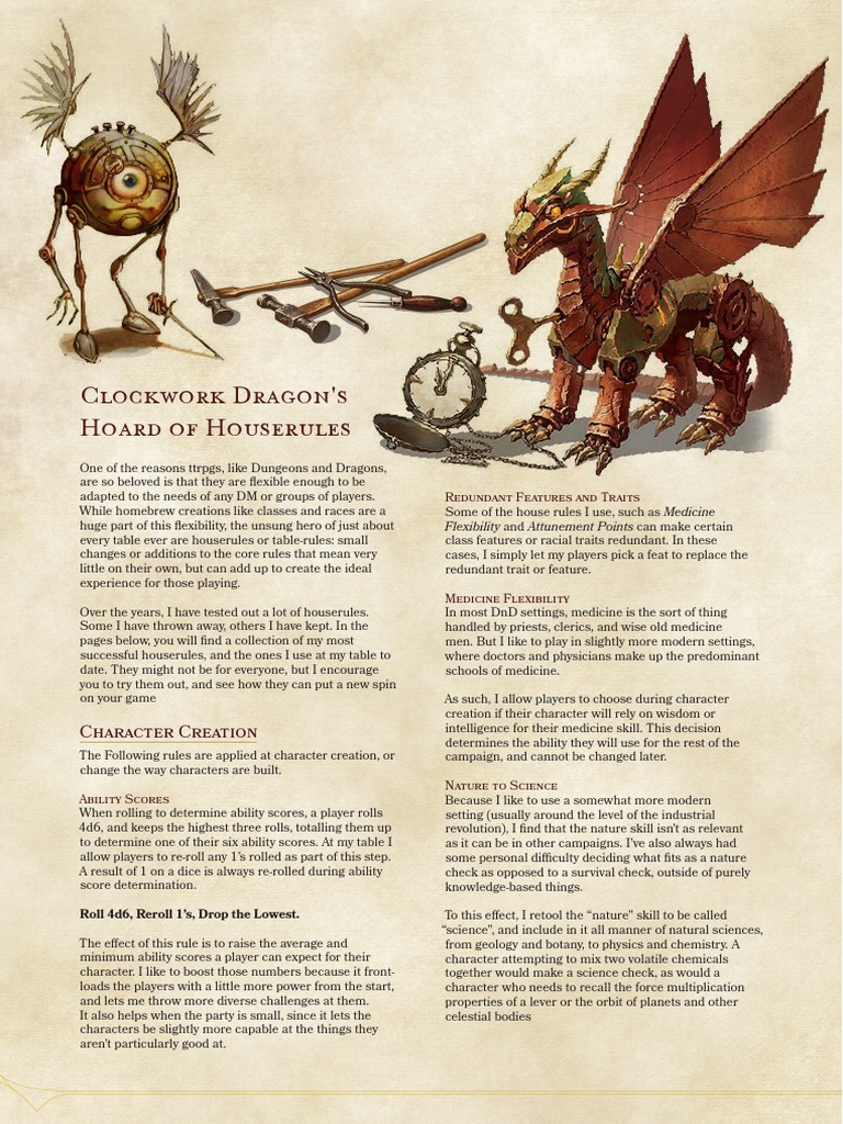 Clockwork Dragon's Table Rules PDF | PDF | Dungeons & Dragons | Gary ...
