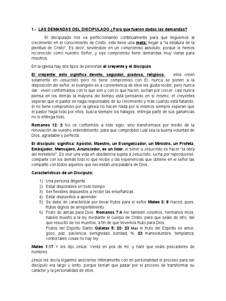 Exposicion Resumen de Las Demadas Del Discipulado Y Sujecion A La Disciplina de La Iglesia ...