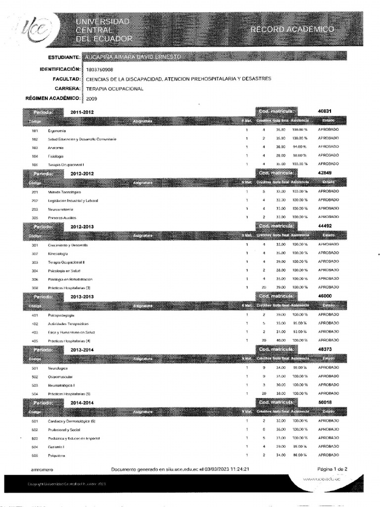 Certificado Record Academico | PDF